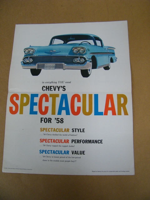 VINTAGE CHEVY'S SPECTACULAR For '58 Chevrolet Motor Sales Company ...