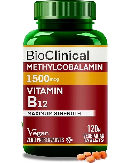 HIMALAYAS BIOCLINICAL VITAMIN B12 Methylcobalamin 1500mcg 120 Tablets £ ...