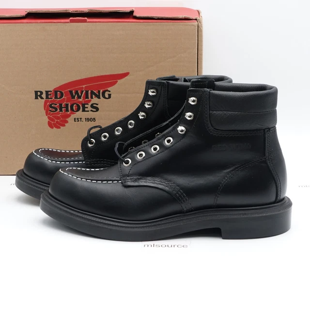 RED WING SUPERSOLE 6” Classic Moc-Toe Boots 8133 Black Size 9 WIDE E ...