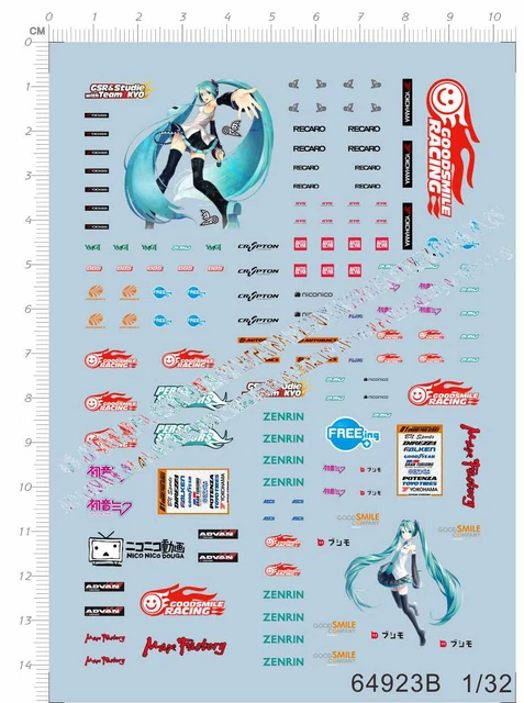 1/32 HATSUNE MIKU Itasha Logos & Marks Model Kit Water Decal EUR 7,19 ...