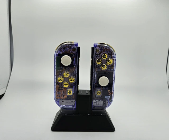 CUSTOM NINTENDO SWITCH Clear Blue Reshelled Joy-Cons led Gold buttons ...