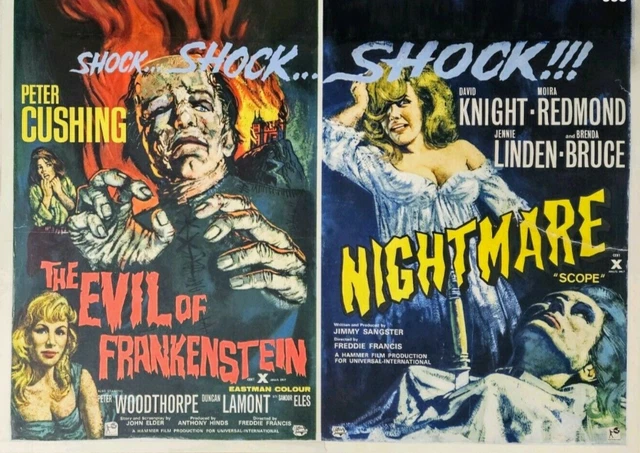 THE EVIL OF FRANKENSTEIN /NIGHTMARE 1964 HAMMER ORIGINAL Uk QUAD POSTER ...