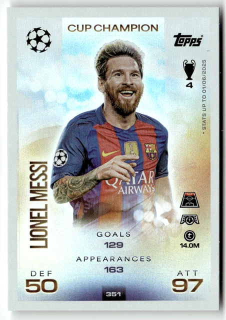 TOPPS MATCH ATTAX CL 2025-26 No. 351 Lionel Messi Cup Champion £6.31 ...