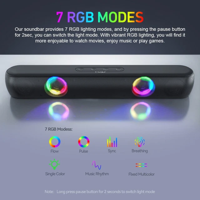 WIRELESS BLUETOOTH SPEAKERS Sound Bar Loudspeaker Computer USB For PC ...