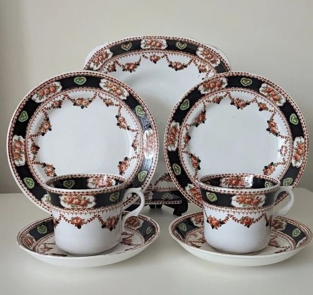 COLCLOUGH (ROYAL VALE) Antique 7 piece Imari style bone china tea set ...