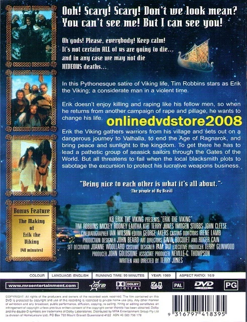 ERIK THE VIKING (Tim ROBBINS John CLEESE Terry JONES Eartha KITT) DVD ...