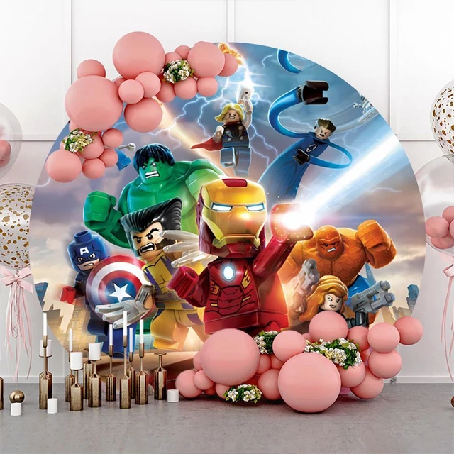 ROUND CIRCLE AVENGERS Backdrop Superhero Birthday Party Photo ...