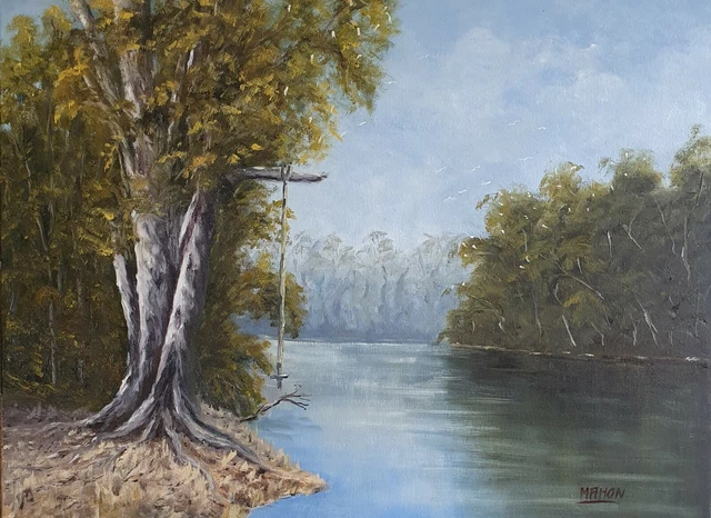 ORIGINAL MURRAY RIVER Australian Landscape Painting Oil NSW Cheryl ...