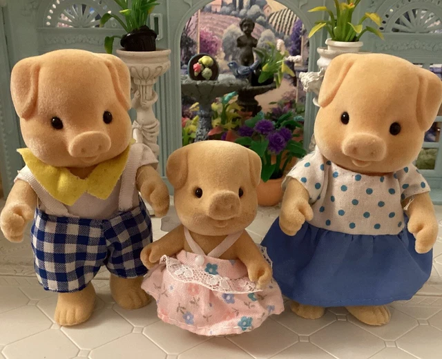 SYLVANIAN FAMILIES PIGS Forest Families Baerenwald Pig Family Simba ...