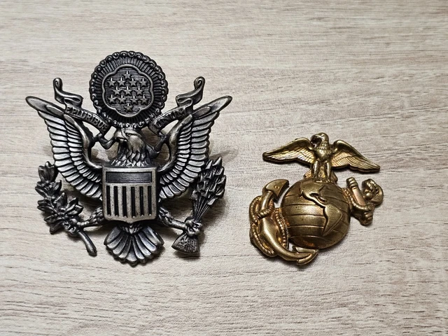 Lot Insigne Us Marines Officier Casquette Liberation 39 45 Ww2