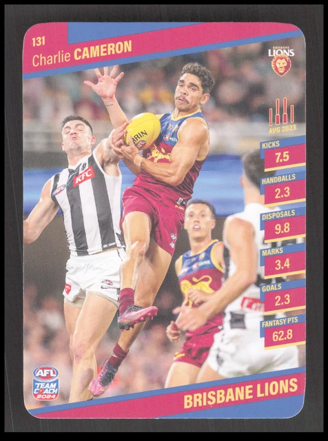 AFL 2024 TEAMCOACH Brisbane Lions Charlie Cameron 131 Card CB-1-9-A-19 ...