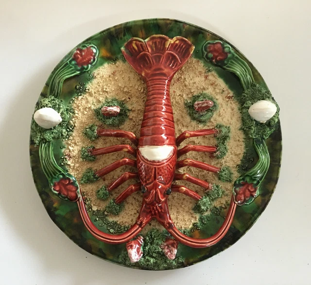ANTIQUE MAJOLICA POTTERY Lobster Plate (impression mark verso) Diameter ...