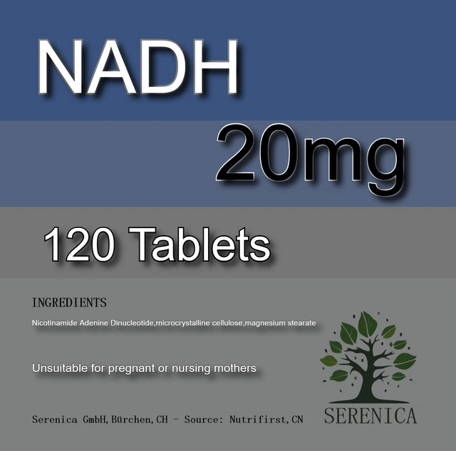 NADH 20MG NICOTINAMIDE Adenine Dinucleotide Healthy Strong x 120 ...