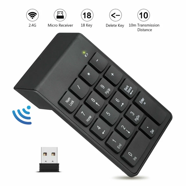 USB WIRELESS NUMBER Pad Numpad Numeric Keypad Number Keyboard For ...