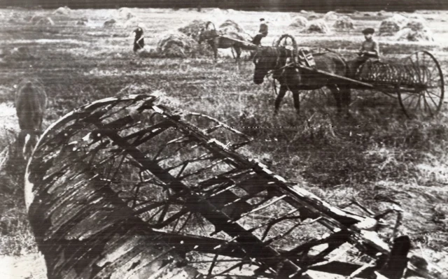 RUSSIA SOVIET FARM Workers German Aircraft Wreckage WWII WW2 Old Photo ...
