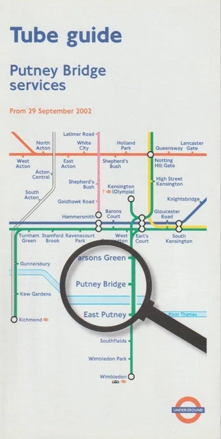PUTNEY BRIDGE LONDON Underground Tube Map & Guide JAN 2003 £2.00 ...