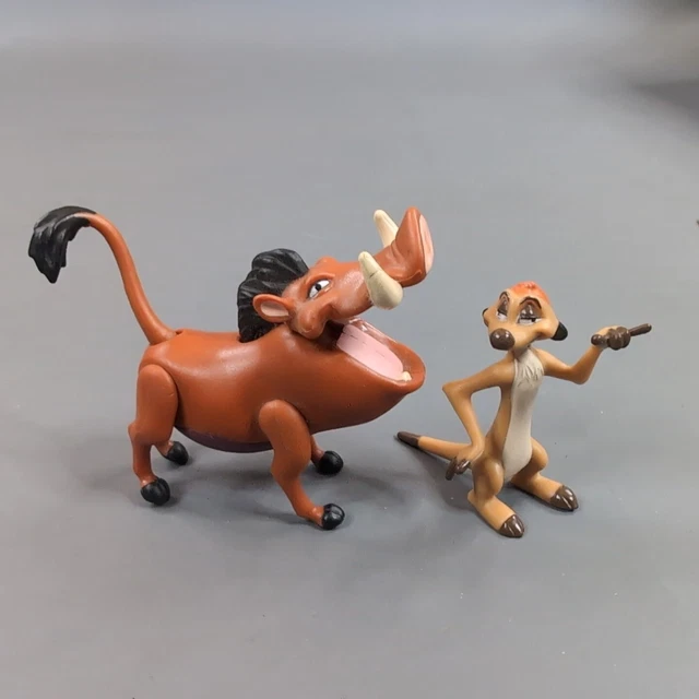 VINTAGE LION KING Timon Pumbaa Figure Push Tail Action 1994 Disney ...