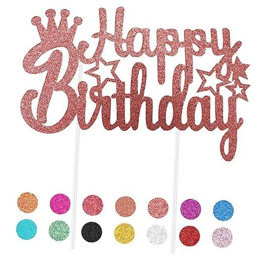 Happy Birthday Cake Topper Glitter Happy Birthday Cake Toppers Rose