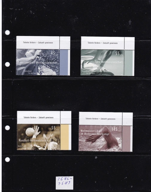 BUND 2007 MINR. 2585-2587 "Sporthilfe" Eckrand rechts postfrisch EUR 3 ...
