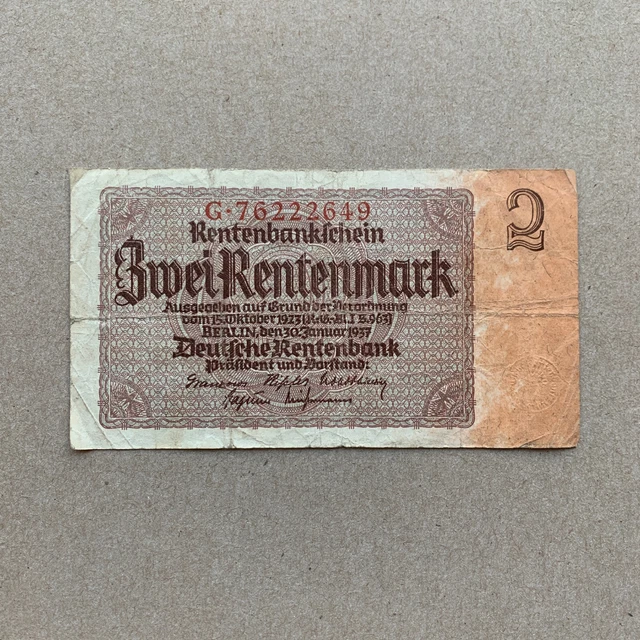 WW2 ERA GERMANY Banknote 2 Mark 1937 German Currency WWII Paper Money ...