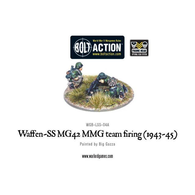WARLORD GAM BOLT Action German Waffen-SS 2 Waffen-SS MG42 MMG Team Fi ...