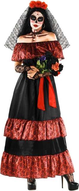 TAG DER TOTEN Kostüm Damen Catrina Dia de los Muertos Kleid Karneval Halloween EUR 40,95 ...