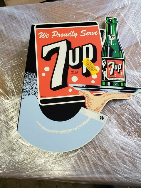 VINTAGE 7UP 7 up we proudly serve Flange Sign A $269.10 - PicClick