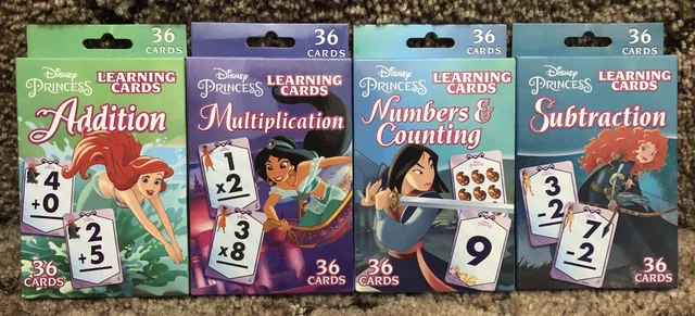 DISNEY PRINCESS LEARNING Flash Cards Addition Multiplication Numbers ...