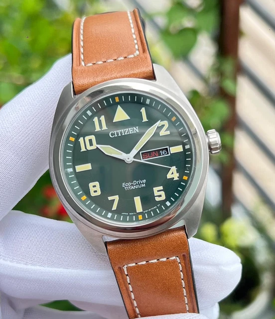 CITIZEN SUPER TITANIUM Sapphire Crystal Green Dial Eco-Drive Watch ...