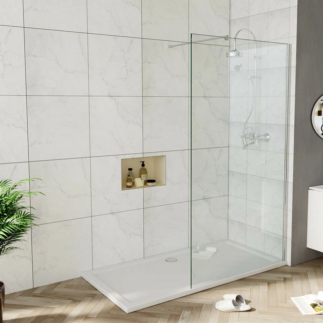 Walk In Shower Screen Wet Room Enclosure 6mm Tempered Glass Panel 700