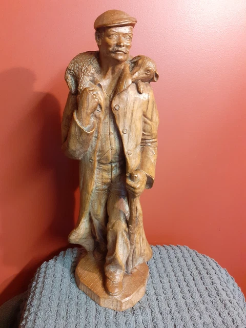 STATUETTE BERGER AVEC UN AGNEAU SUR LES EPAULES, 32 cms - ENVOI GRATUIT ...