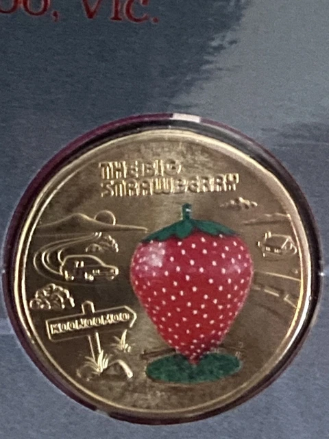 THE BIG STRAWBERRY $1 Coloured 2 Coin Set 2025 PNC AUSSIE BIG THINGS 2 ...