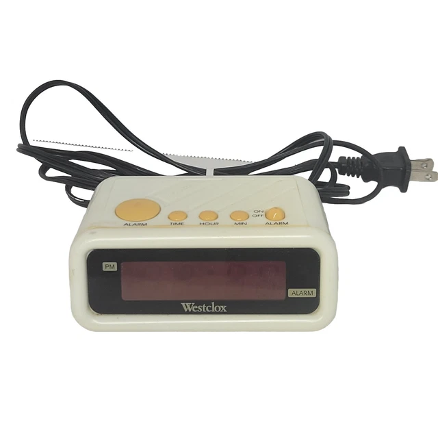 VINTAGE WESTCLOX WHITE Electric Digital Alarm Clock #1201 Small Retro ...