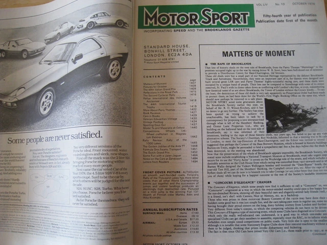 MOTOR SPORT OCT 1978 ITALIAN GP PARRY THOMAS MODEL Ts MASERATIS AT ...