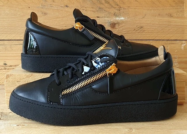 GIUSEPPE ZANOTTI DOUBLE Zip Low Leather Trainers UK9/US10/EU43 Black/Gold EUR 240,00 - PicClick FR