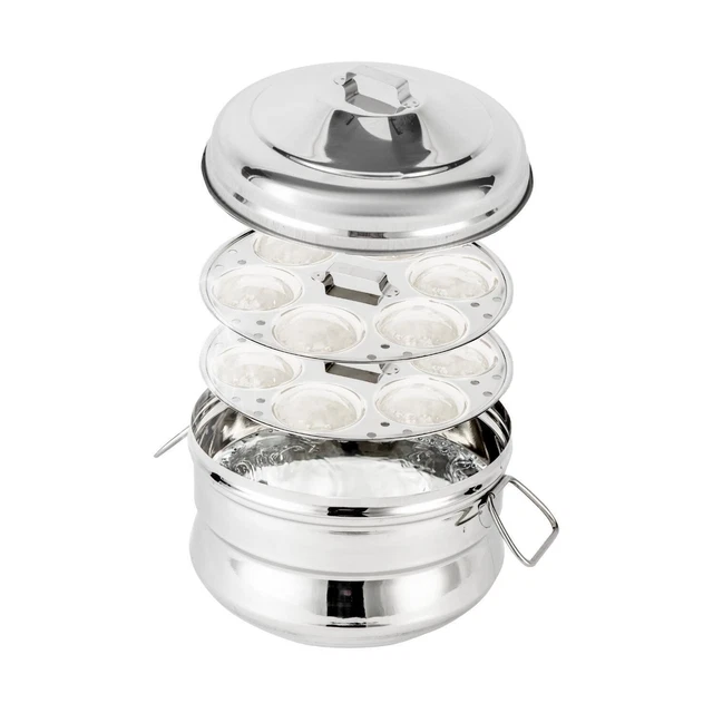 STAINLESS STEEL INDUCTION Idli Maker 2 Tier Indian Idly Cooker makes 12 ...
