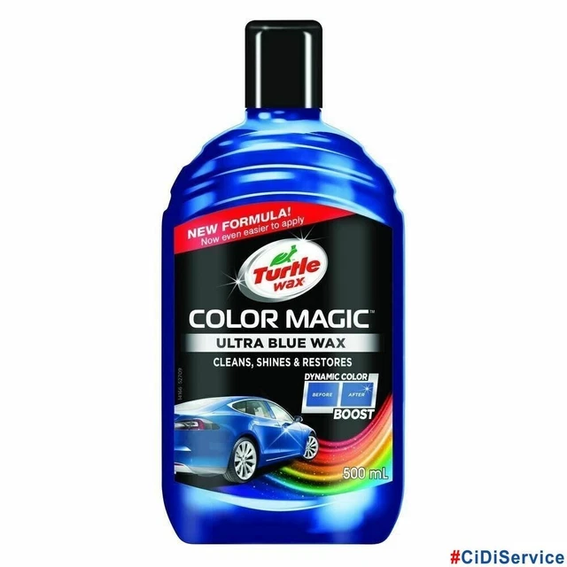 POLISH CERA COLORATA Blu 500ml Turtle Wax Color Magic Lucida Migliora ...