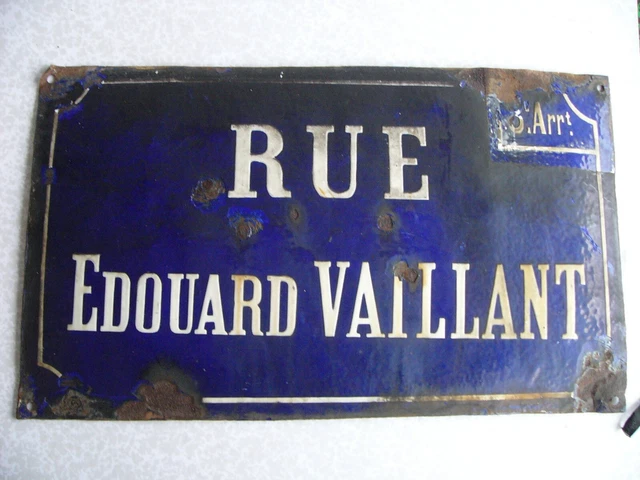 ANCIENNE PLAQUE DE rue Lille émaillée bombée Rue Edouard VAILLANT né à Vierzon EUR 35,00 ...