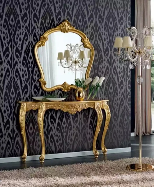 CONSOLE AVEC MIROIR Design Table Console Bois Consoles Luxe Set 2 ...