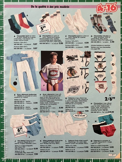 1992 - VINTAGE Paper Print Ad - Boys Clothing Sleepwear Underwear Nhl ...