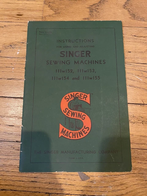 VINTAGE 1950 SINGER Sewing Machine Instruction Manual 111w152-111w155 ...