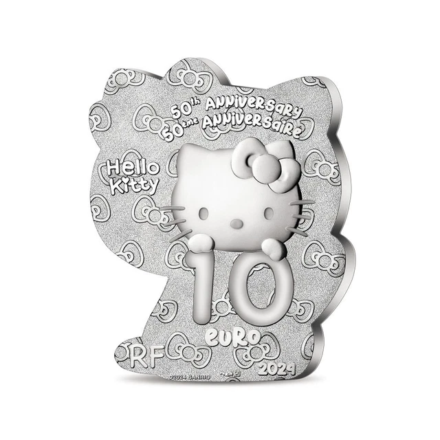 10 EURO SILVER Proof 50th Anniversary Hello Kitty Shaped France France ...