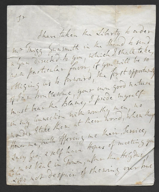 1771 LETTER LORD George Manners-Sutton on supplying gun to his son on ...