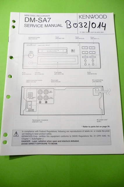 SERVICE MANUAL INSTRUCTIONS for Kenwood DM-SE7, DM-SE9, Original $28.84 - PicClick AU