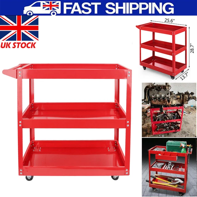 UPGRADED 3 TIER Tool Trolley Storage Cart Heavy Duty Garage Trolley ...