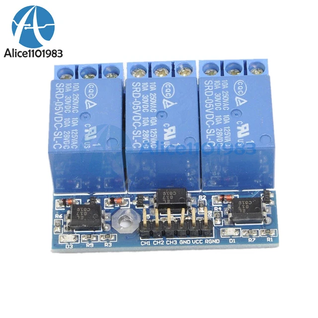 3-CHANNEL RELAY MODULE With Optocoupler Isolation Compatible 3.3V 5V ...