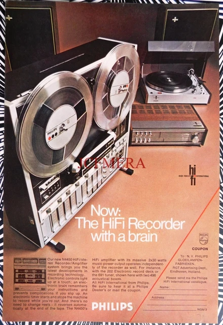 PHILIPS N4450 HIFI Recorder/Amplifier System ADVERT Vintage 1971 Print ...