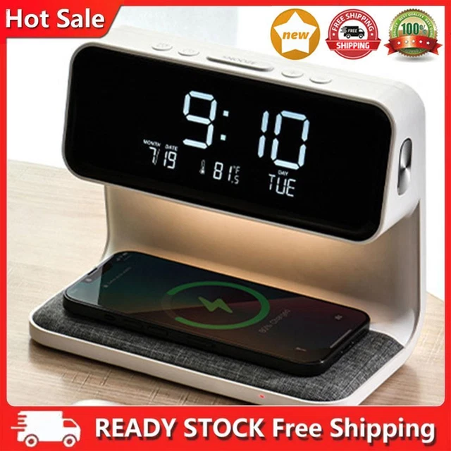 3 IN 1 Night Lamp Touch Wireless Charger Useful Digital Alarm Clock for ...