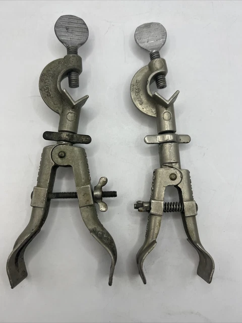 TWO VINTAGE FISHER Lab Apparatus Clamp Screw Claw Scientific Climpex ...