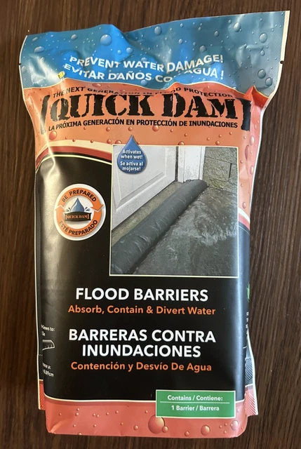 QUICK DAM WATER Activated Flood Barrier Grows to 5' X 6" X 3.5" 1 pack ...